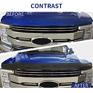 ECOTRIC Black Hood Deflector Bug Shield Compatible with 2017 2018 2019 2020 2021 2022 Ford F250 F350 Super Duty Guard Bonnet Hood Protector