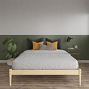 DHP Lorriana 14" Solid Pine Wood Platform Bed Frame, Queen Size, Natural