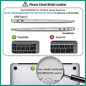 EooCoo Compatible with 2023 2022 M2 MacBook Pro 13 inch Case 2021-2016 Release M1 A2338 A2289 A2251 A2159 A1989 A1706 A1708 Protective Hard Case with Keyboard Cover, Screen Protector - Crystal Clear