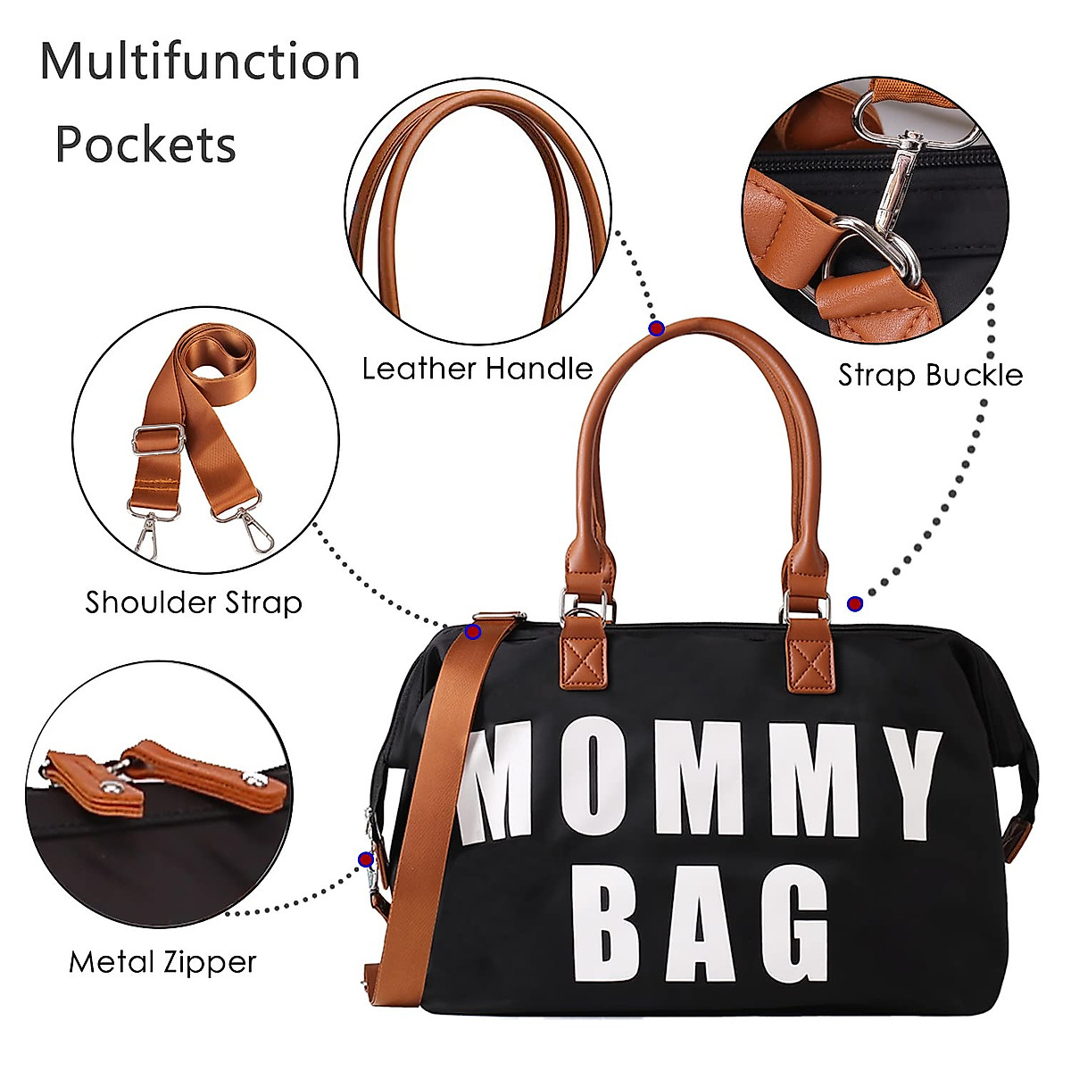 Upgrade Large Capacity Mommy Bag for Hospital, Labor and Delivery, Baby Hospital Diaper Bag, Maternity Tote Hospital Bag with Travel Organizers, Changing Pad, Waterproof, Multi-Functional, Black