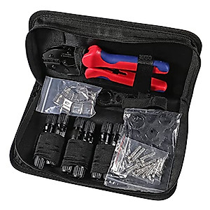 37 in 1 Solar Crimping Tool Kit,Wire Stripper, 6 Pairs of Male/Female Solar Panel Cable Connectors, 1 Crimper Tool,2pcs Spanner Wrench Tool Kit for 2.5/4.0/6.0mm² Solar Panel PV Cable