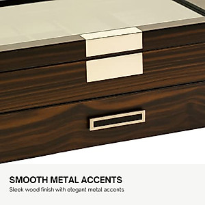 Decorebay Executive Unisex Black Wood Valet sunglasses and Jewelry Box Storage (SuperStar 2)