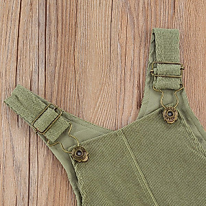 Bonangber Toddler Kids Baby Boy Girl Corduroy Bib Overalls Suspender Pants Solid Straps Trousers Halter Jumpsuit with Pocket Outfit (A-Green,12-18 Months)