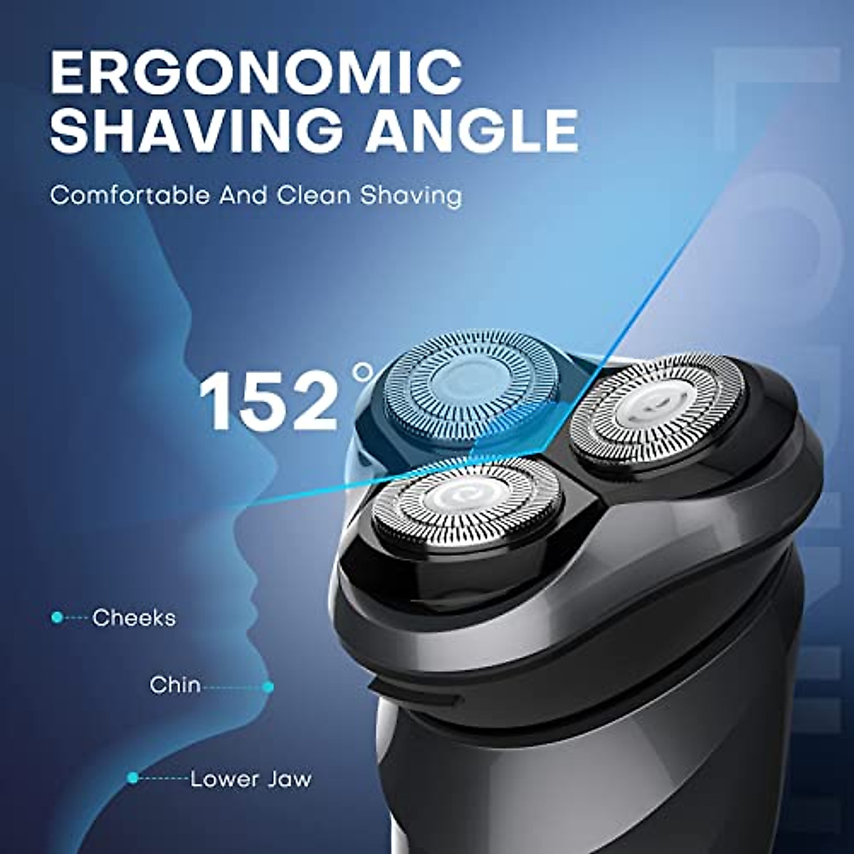 LOBINH Electric Shaver for Men, 100% Washable Rotary Shaver, Rechargeable Waterproof Electric Razor Wet & Dry Shaving with Pop-up Trimmer, 1 Hour Fast Charging, 4D Floating Head, LCD Power Indicator