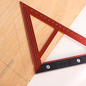 Copgge 10 Inch Large Square Carpenter Triangle Square Framing Tool Precision Woodworking Square Triangle Carpentry Squares with Scribe Holes and Markings for Cabinet Furniture Measuring Tool