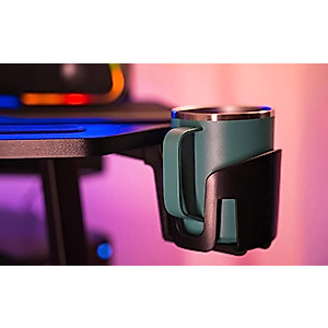 EUREKA ERGONOMIC Gaming Desk with Led Lights, 72" Large Wing-Shaped Studio Desk W Keyboard Tray Monitor Stand Dual Headphone Hanger Cup Holder for Live, Streamer