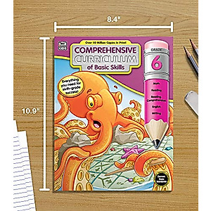 Carson Dellosa Comprehensive Curriculum of Basic Skills 6th Grade Workbooks All Subjects for Ages 11-12, Math, Reading Comprehension, Writing, Grammar, Fractions, Geometry, Grade 6 Workbooks (544 pgs)