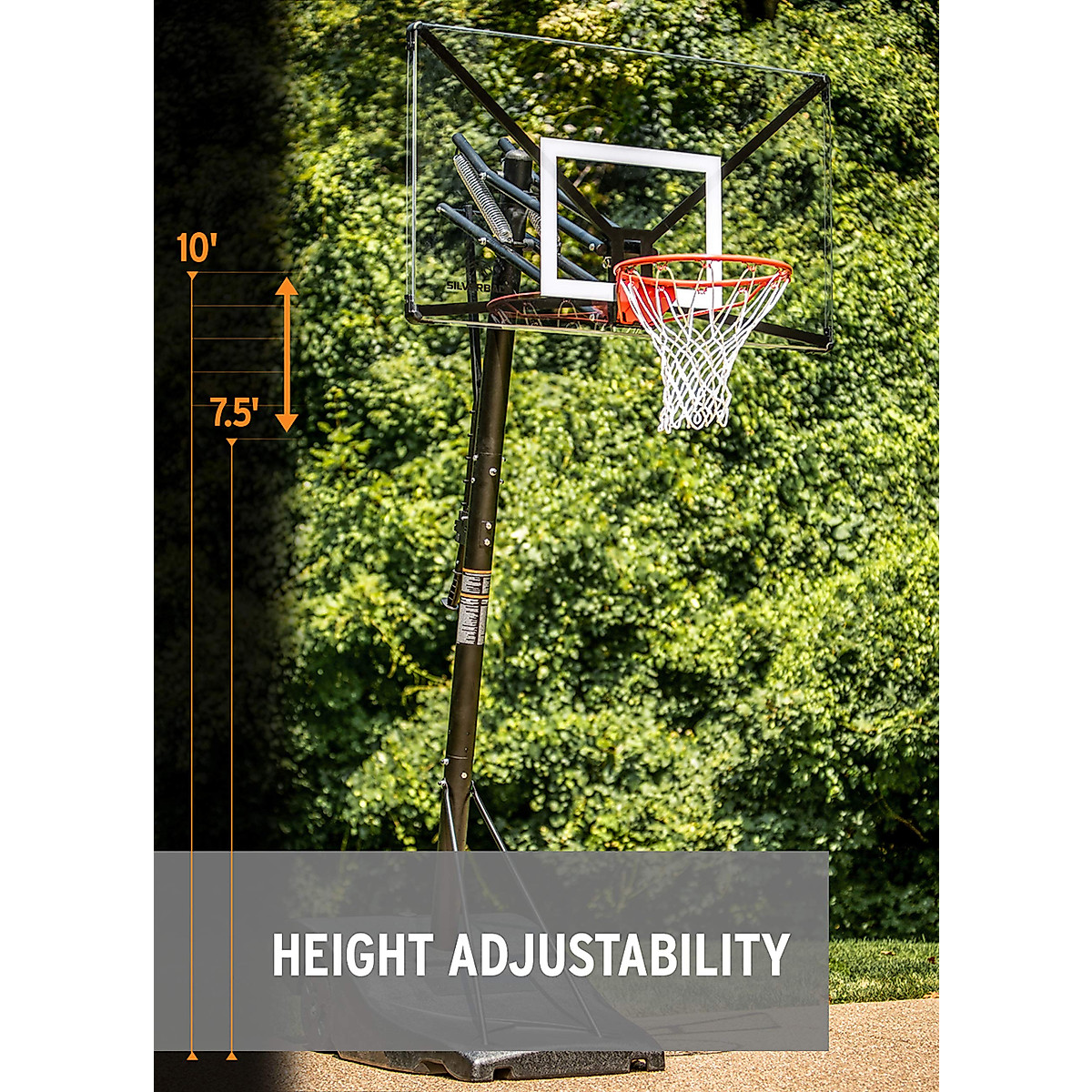 Silverback NXT Portable Adjustable 10ft Outdoor Basketball Hoop - 50" and 54" Basketball Goal Backboard Available - Assembles in 90 Minutes