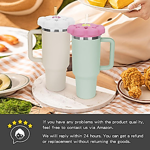 for Stanley Cup Accessories on Tumbler Lid - Silicone Dust-proof Flower Lid Cover for Stanley 40 oz Tumbler with Handle - Anti-Scratch Protector Glove for Stanley Topper 40 oz - Purple