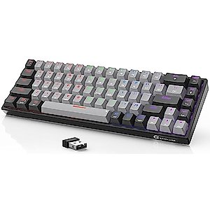 GEODMAER 65% Wireless Mechanical Gaming Keyboard, Triple Modes 2.4G/Bluetooth/Wired RGB Backlit Gaming Keyboard, Wireless Red Switch Mechanical Keyboard, Compact Wireless Keyboard for PC Win Mac Gamer