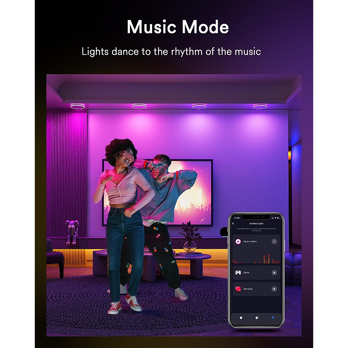 Lumary RGBAI Smart Recessed Lighting 4 Inch with Gradient Accent Light and Night Light 9W 780lm Wi-Fi Recessed Lights Ultra-Thin Can-Killer Downlight Work with Alexa/Google Assistant/Siri, 4PCS