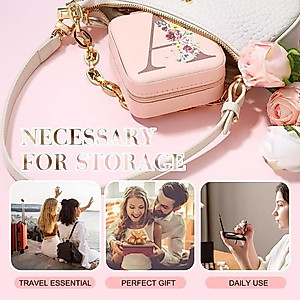 Parima Boss Gifts for Women - Boss Day & Birthday Gifts, Personalized Pink Initial Jewelry Box - Letter F, Travel Jewelry Case