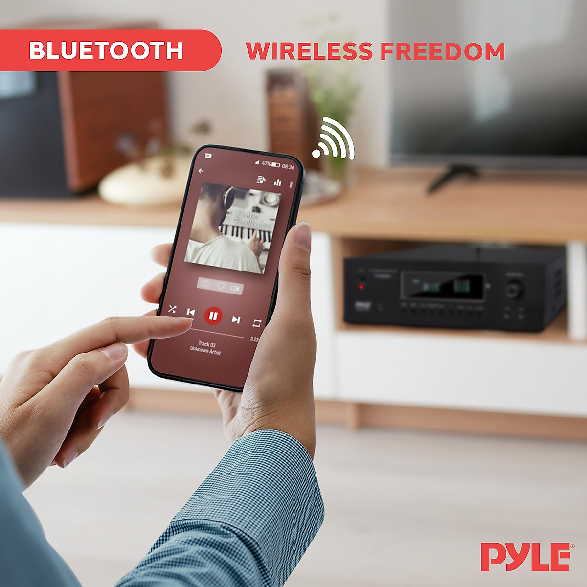 Pyle 10’’ Portable PA Speaker System - Wireless BT Streaming PA & Karaoke Party Audio Speaker, Two Wireless Mic, Wired Microphone, Tablet Stand, Flashing Party Lights, MP3/USB//FM Radio - PHPWA10TB