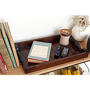 Bamboo Land- Large Wooden Serving Tray, 20”x14’’, Dark Brown, Trays for Serving Food, Wooden Trays for Decor, Breakfast Tray, Serving Tray with Handles, Wood Serving Tray, Food Serving Tray