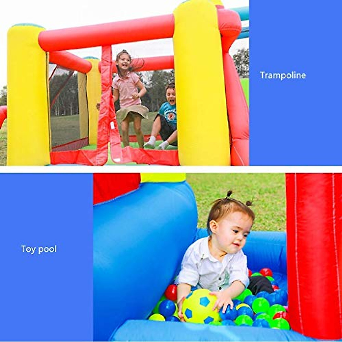 Inflatable Castle,Children's Trampoline Slide Small Home Castle Kindergarten Indoor and Outdoor Toy Playground,Colors,340 280 205cm