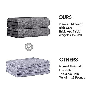 JML Microfiber Bath Towel 2 Pack(30" x 60"), Oversized Thick Towels, Soft, Super Absorbent and Fast Drying, No Fading Multipurpose Use for Sports, Travel, Fitness, Yoga, 30 in x 60 in, Grey 2 Count