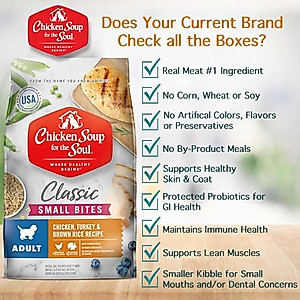 Chicken Soup For The Soul Classic Dry Small Bites Adult Dog Food, Chicken, Turkey & Brown Rice Recipe, 4.5 Pound Bag | Soy, Corn & Wheat Free, Small Breed Dog Food Made with Real Ingredients