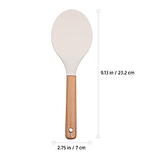 HEMOTON Silicone Rice Paddle Rice Spoon Nonstick Heat- resistant Rice Scooper Rice Spatula Cooking Utensil for Sushi Rice Mashed Potato White