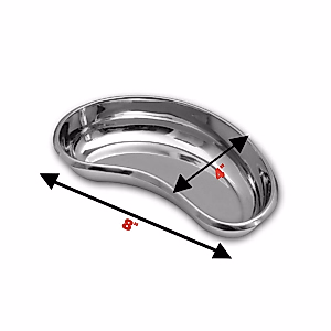 Bosky Stainless Steel Medium Kidney Tray 8" inch Basin Finest Emesis Bowl SS 304 Round Edges Surgical Utility 500 cc