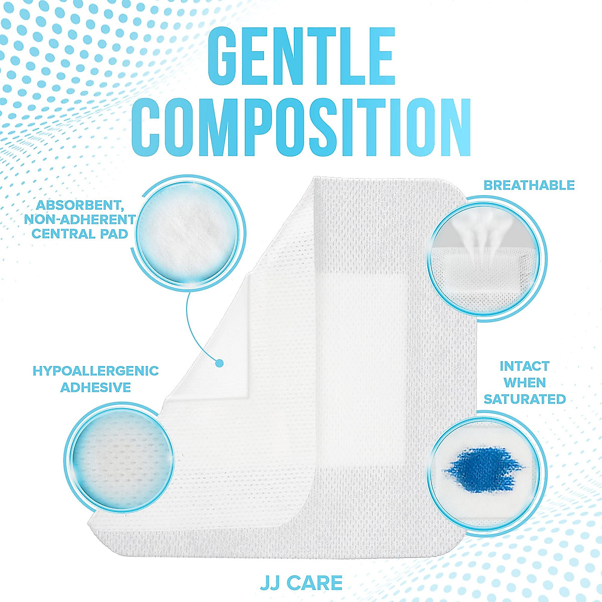 JJ CARE Adhesive Island Dressing [Pack of 25], 6x6 Sterile Bordered Gauze Dressing, Breathable Island Wound Dressing Individually Wrapped with Highly Absorbent Non-Stick Center Pad