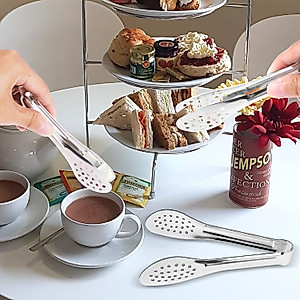 10PCS Serving Tongs, Small Kitchen Tongs,XEVOM Stainless Steel small tongs, Appetizer Tongs Ice Tongs Mini Sugar Tongs (5 Inch)