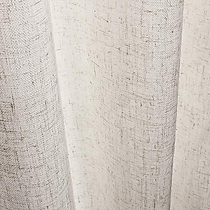 VOILYBIRD Palma Light Filtering Drapes Natural Linen Blended Semi Sheer Curtains 84 Inches Long Bronze Grommet for Bedroom (Natural, 52" W x 84" L, 2 Panels)