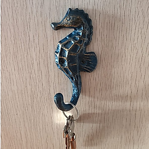 WINTENT Turquoise Patina Cast Iron Seahorse Wall Hooks
