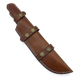 13.25" long custom handmade leather sheath for 8"—8.5" cutting blade knife