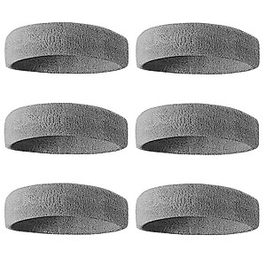 BEACE Sweatbands Sports Headband for Men & Women - 6PCS Moisture Wicking Athletic Cotton Terry Cloth Sweatband for Tennis, Basketball, Running, Gym, Working Out