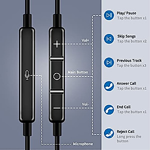 COOYA Wired Earbuds for Galaxy A12 Google Pixel 5a 4a 3a Magnetic in-Ear 3.5mm Headphones with Microphone Noise Isolation Audio Wired Earphones for Samsung A11 A13 A71 A51 A52 S10 iPad iPhone 6 6s 5s