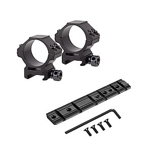 GOTICAL Ruger 10/22 Weaver and 3/8" Dovetail Mount Dovetail Predrilled Receiver Rail Mount Adapter (Black) (Rugar Rail with 30 mm Low Profile Rings)