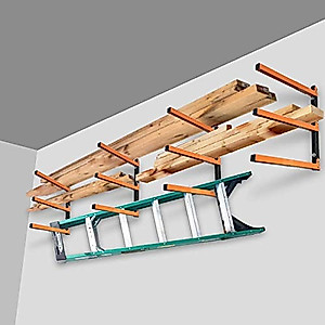 Homydom Wood Organizer and Lumber Storage Metal Rack & Garage Storage System Utility Organizer Wall Amount with Hooks