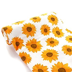 Country Sunflowers DBP Fabric - Double Brushed Polyester 4 Way Stretch - 1 Yard