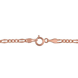 Kooljewelry 14k Rose Gold 2 mm Figaro Link Chain Bracelet (7.5 inch)