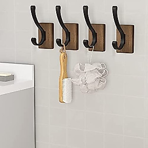 Walnut Wall Hooks 4 Pack - Coat Hooks Wall Mounted - Heavy Duty Entryway Wall Hangers for Hanging Towels, Clothes, Bags