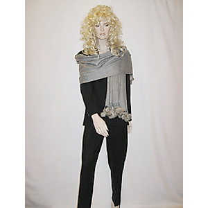 Cashmere scarf-cashmere-cashmere cape-dress shawl-mink stole-cashmere scarves (Silver w/Mink)