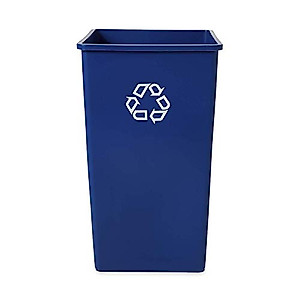 Rubbermaid Commercial Products 50-Gallon Untouchable Square Trash/Garbage Can for Offices/Stores/Restaurants, Blue Recycling (FG395973BLUE)