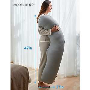 Momcozy Pregnancy Pillows with Cooling Cover, J Shaped Maternity Body Pillow for Pregnancy, Pregnancy Must Haves, Side Sleeper Pillow for Belly Hip Legs Support
