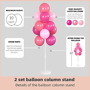 Balloon Column Kit Set of 2 With Balloons Included - Balloon Tower with Stand, Base, and Pole,Backdrop Decoration for Wedding, Baby Shower, Birthday Party, or Bachelorette Parties (Pink)