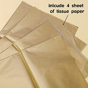 lilymelon 4 Pack 9" Happy Birthday Gift Bags For Birthday Party With Tissue Paper (Black/Gold)