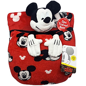 Jay Franco Mickey Mouse Kids Travel Set - Blanket, Pillow & Plush (Official Disney Product)