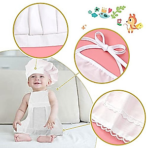SPOKKI Baby Photography Prop, Chef Hat Apron Photo Props Costume Come with 2PCS Photography Hair Clips for Infant Twins | 6-24 Months (Girl)