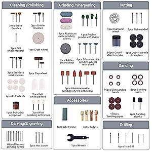 APEXFORGE M0 Rotary Tool Accessories Kit, 357 Pcs Accessories, 1/8"(3.2mm) Diameter Shanks, Universal Fitment for Easy Cutting, Sanding, Grinding, Drilling, and Engraving (Rotary Tool Not Included)