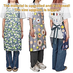 Auidy_6TXD 3 Pack Aprons for Women with Pockets, Adjustable Floral Apron Waterproof Kitchen Cooking Aprons Chef Apron Gifts for Kitchen, Gardening, Cooking, BBQ, Cleaning (70 * 80cm)