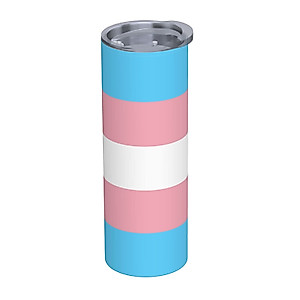 LIICHEES Transgender Pride flag Stainless Steel Vacuum Insulated Tumbler 20oz Coffee Cups Travel Mug Water Cup with Metal Straw Cleaning Brush