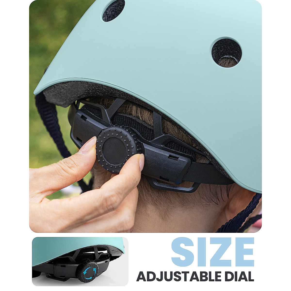 OutdoorMaster Youth & Kids Bike Helmet - Adjustable Multi-Sports Skateboard Helmet with Removable Liners for Balance Bike, Toddler Scooter, One Wheel Hoverboard - Mint - M