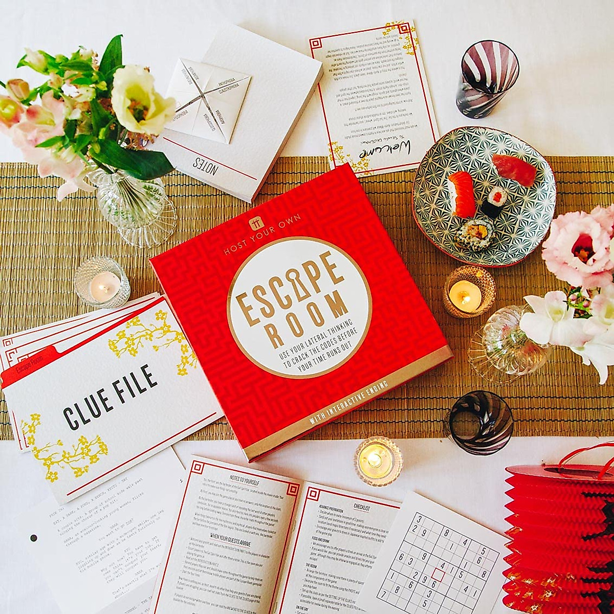 Talking Tables Escape Room Game at Home | Host Your Own Games Night | Japanese Themed | Interactive Ending | for Birthday Party, After Dinner Parties, Entertainment, Adults, Teenagers (Host-Escape)