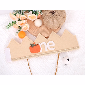 Pumpkin 1st Birthday Crown Hat - Little Pumpkin First Birthday Crown, Pumpkin Theme Birthday Decoration, Thanksgiving Day Birthday Party Supplies, Baby Boy/Girl Fall Birthday Cake Smash Photo Prop