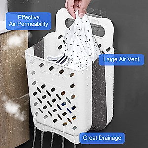 Laundry Basket Hamper,Hanging Wall Collapsible Laundry with Handle,Space-Saving Foldable Storage Dirty Washer Organizer Bin Multi-function Container Waterproof Durable,Set of 2(XL&M)