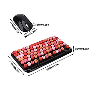 Wireless Keyboard and Mouse Combo, 2.4 GHz USB Keyboard Mouse, 75 Keys Full Size Gaming Keyboard, 1600 DPI 3 Keys Mouse, for Desktop, PC, Laptop(Red Black)